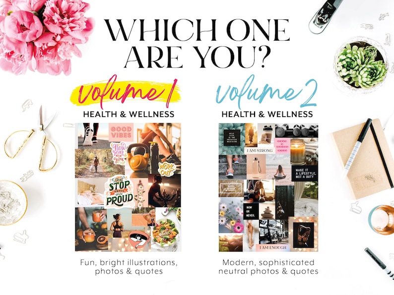 Wellness Printable Vision Board Images Digital Download Manifest ...