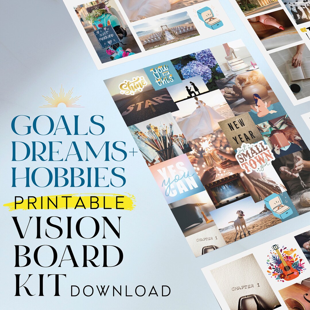 Printable Vision Board Kit Download: Dreams, Goals Hobbies Manifest ...