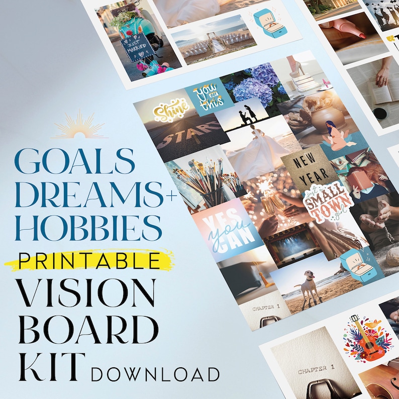 Printable Vision Board Kit Download: Dreams, Goals Hobbies Manifest ...