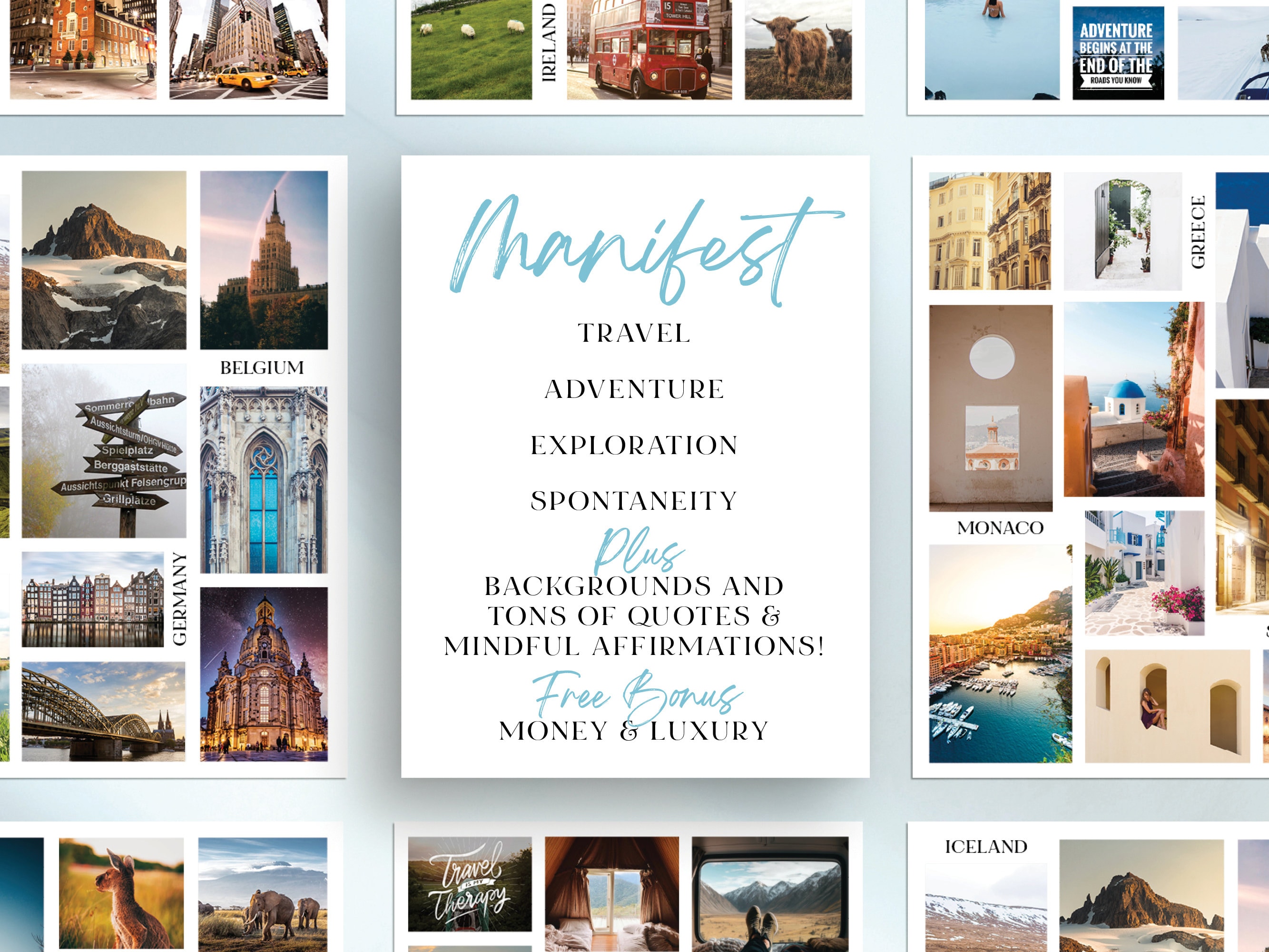 Travel Printable Vision Board Images Digital Download Manifest ...