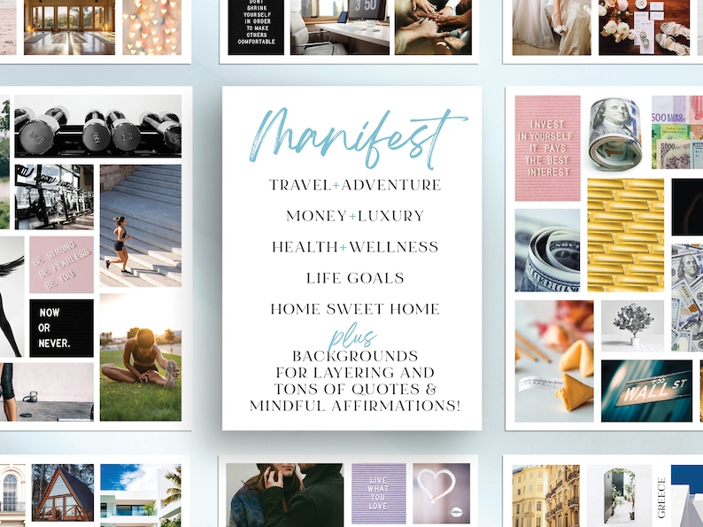 Printable Vision Board Images BUNDLE Digital Download Manifest ...