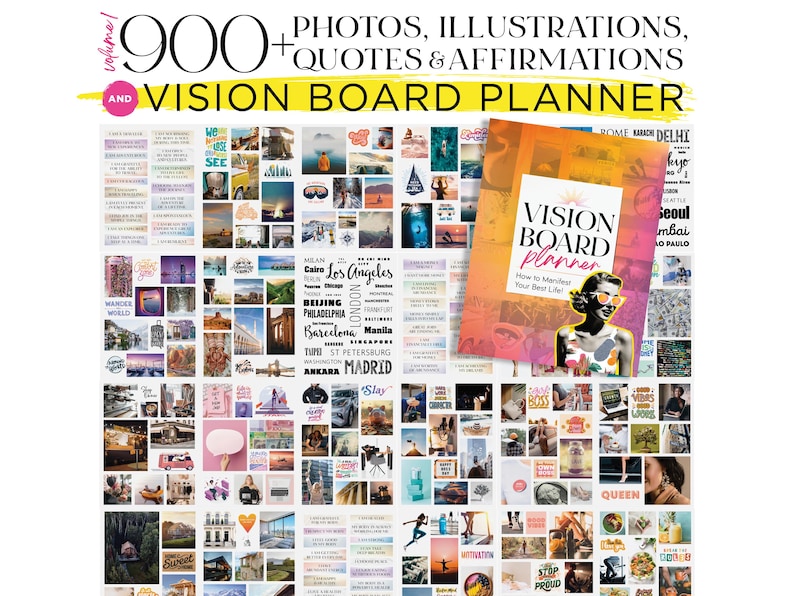 Printable Vision Board Image BUNDLE & PLANNER Instant Download Manifest ...