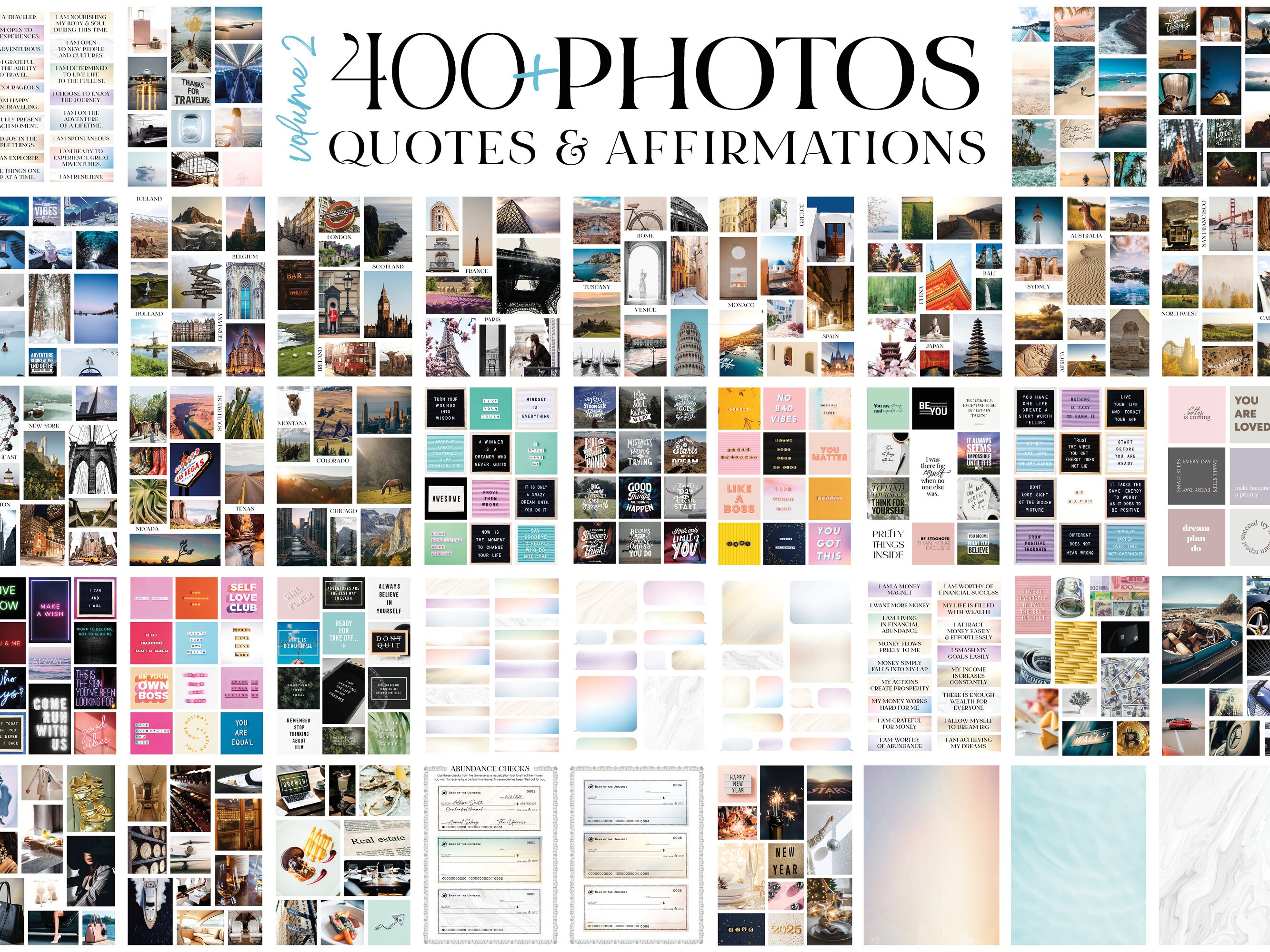 Travel Printable Vision Board Images Digital Download Manifest ...