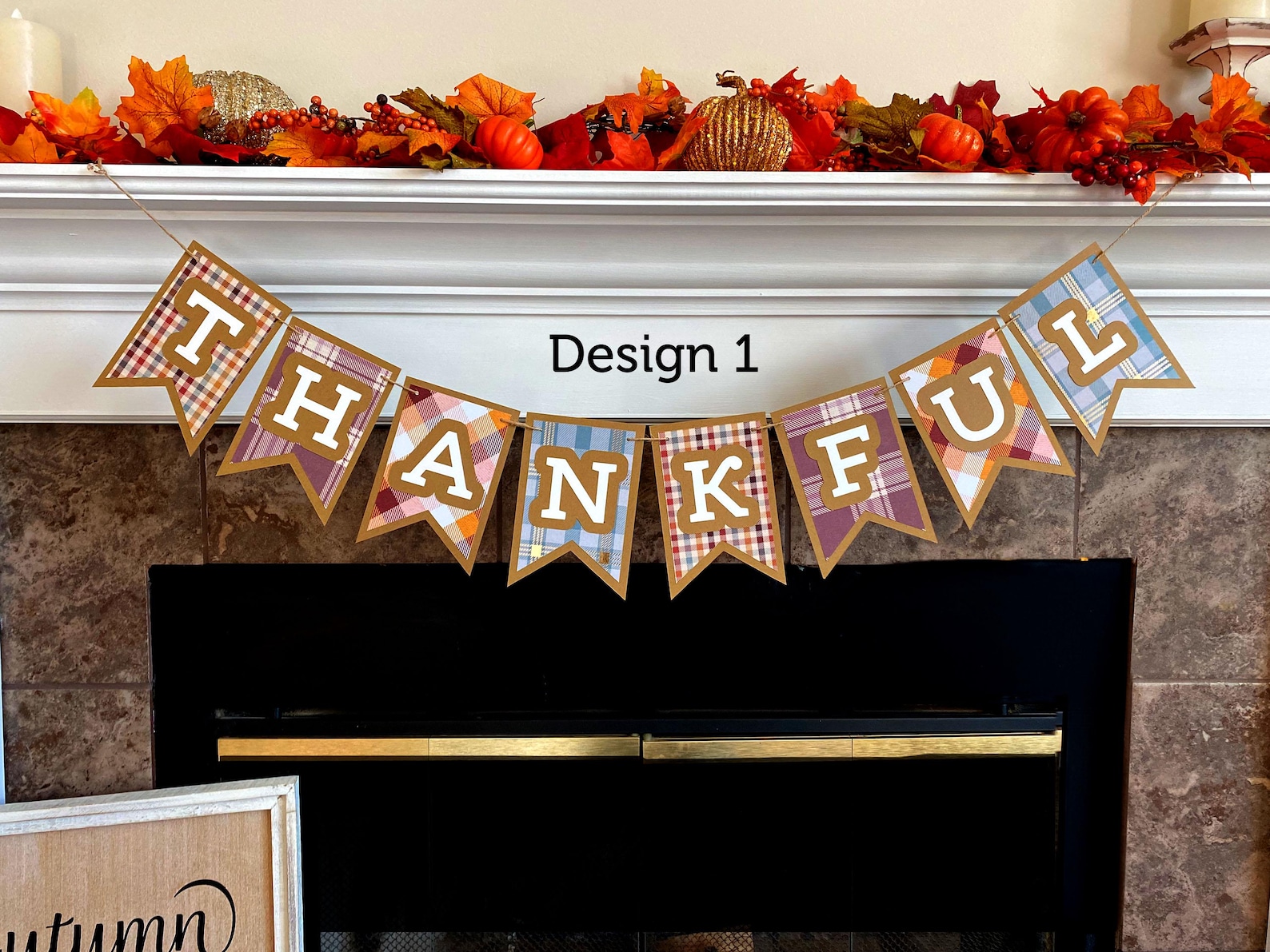 Thanksgiving Banner, Fall Bunting Banner, Fall Mantel Garland, Thankful ...