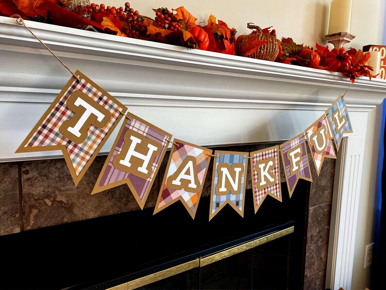 Thanksgiving Banner, Fall Bunting Banner, Fall Mantel Garland, Thankful ...