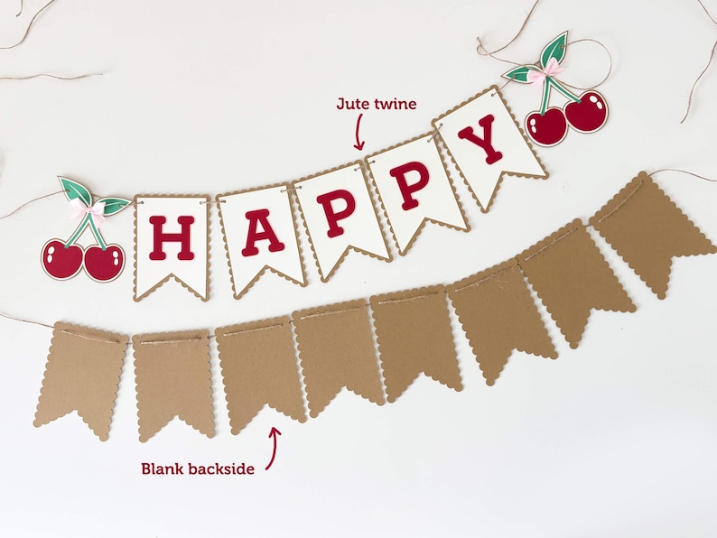 Cherry Birthday Banner, Berry Birthday Decor, Personalized Bunting ...