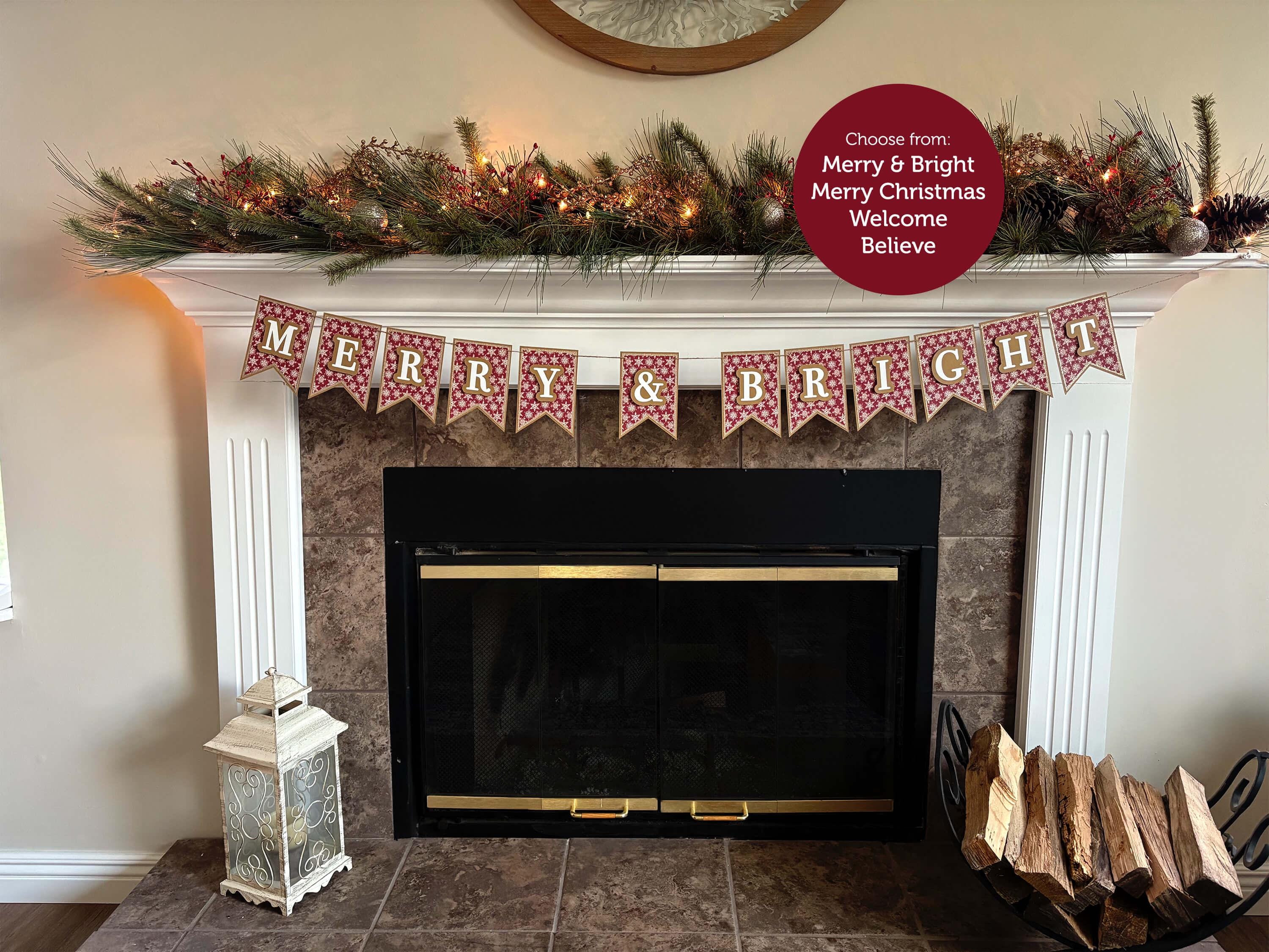 Merry Christmas Banner, Merry & Bright Banner, Christmas Garland for ...