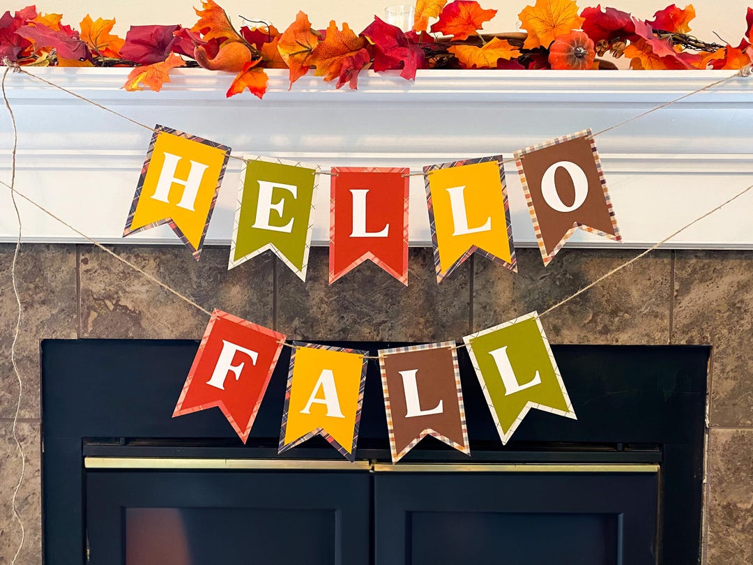 Hello Fall Bunting Banner, Fall Mantel Decor, Handmade Fall Decor ...