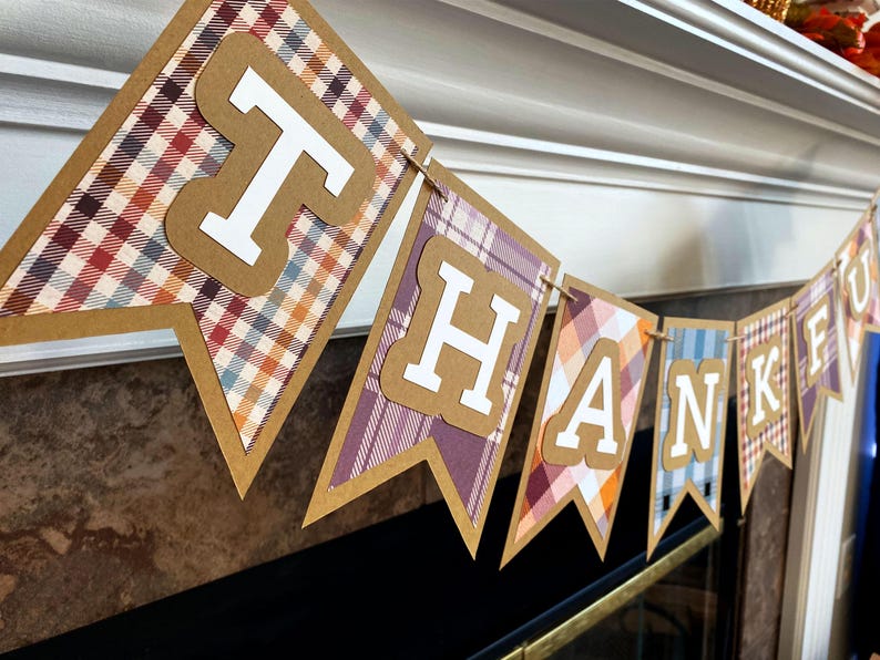 Thanksgiving Banner, Fall Bunting Banner, Fall Mantel Garland, Thankful ...
