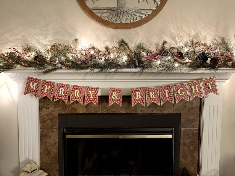 Merry Christmas Banner, Merry & Bright Banner, Christmas Garland for ...