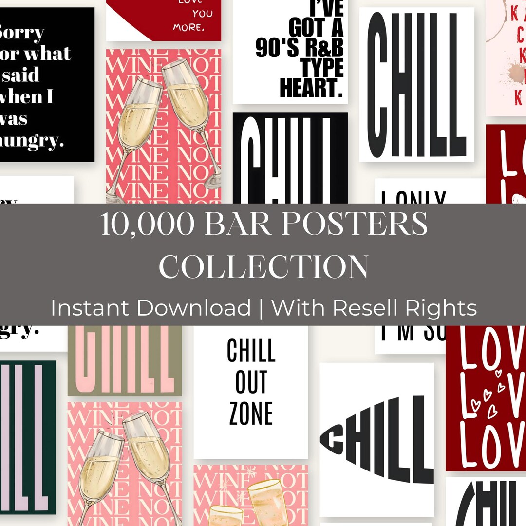 Large 10,000 BAR POSTERS BUNDLE Printable Wall Art Maximalist Prints ...
