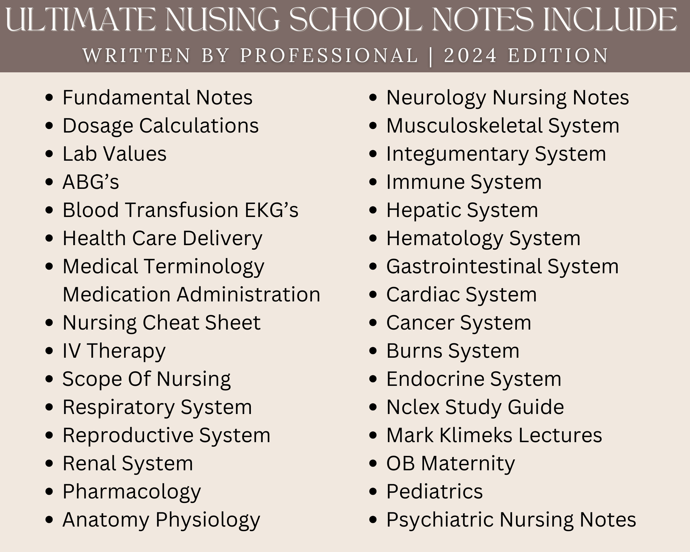 Comprehensive Nursing School Bundle With Hyperlinked Study Guide Bundle ...