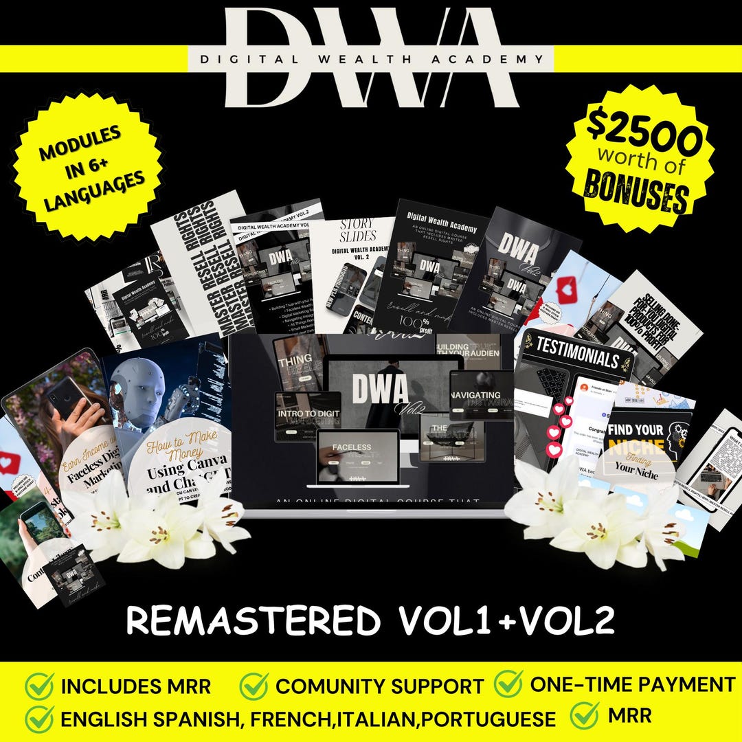 Digital Wealth Academy, DWA Remastered Vol 1 and Vol 2, DWA Full Course With Master Resell ...