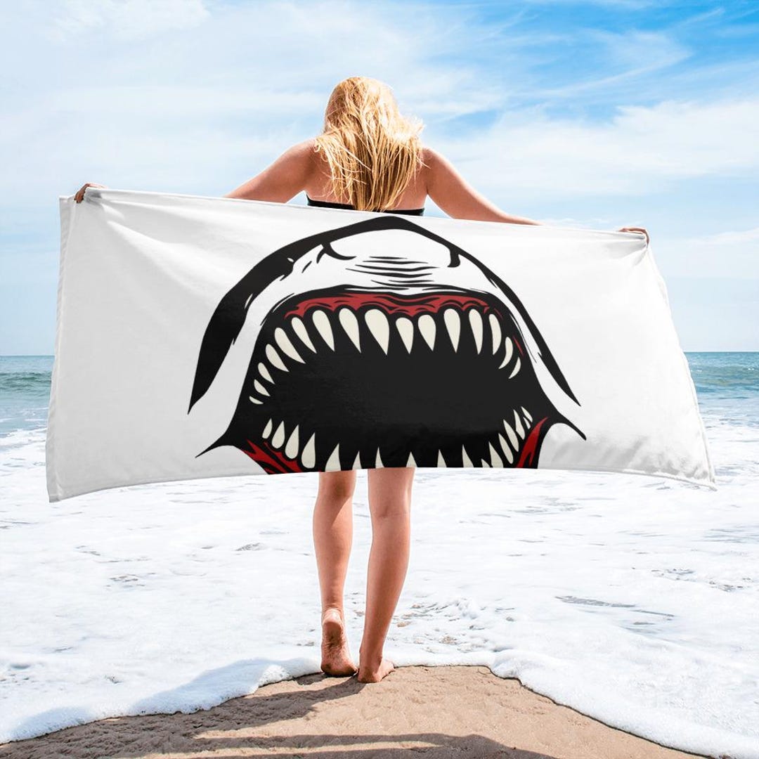 Shark Beach Towel Jaws Towel - Etsy