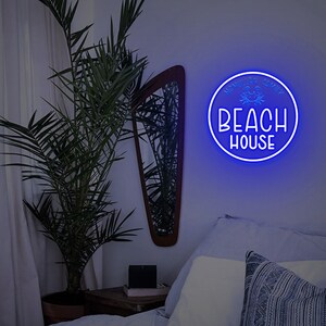 Custom Beach House Neon Sign, Personalized Beach House Wall Sign ...