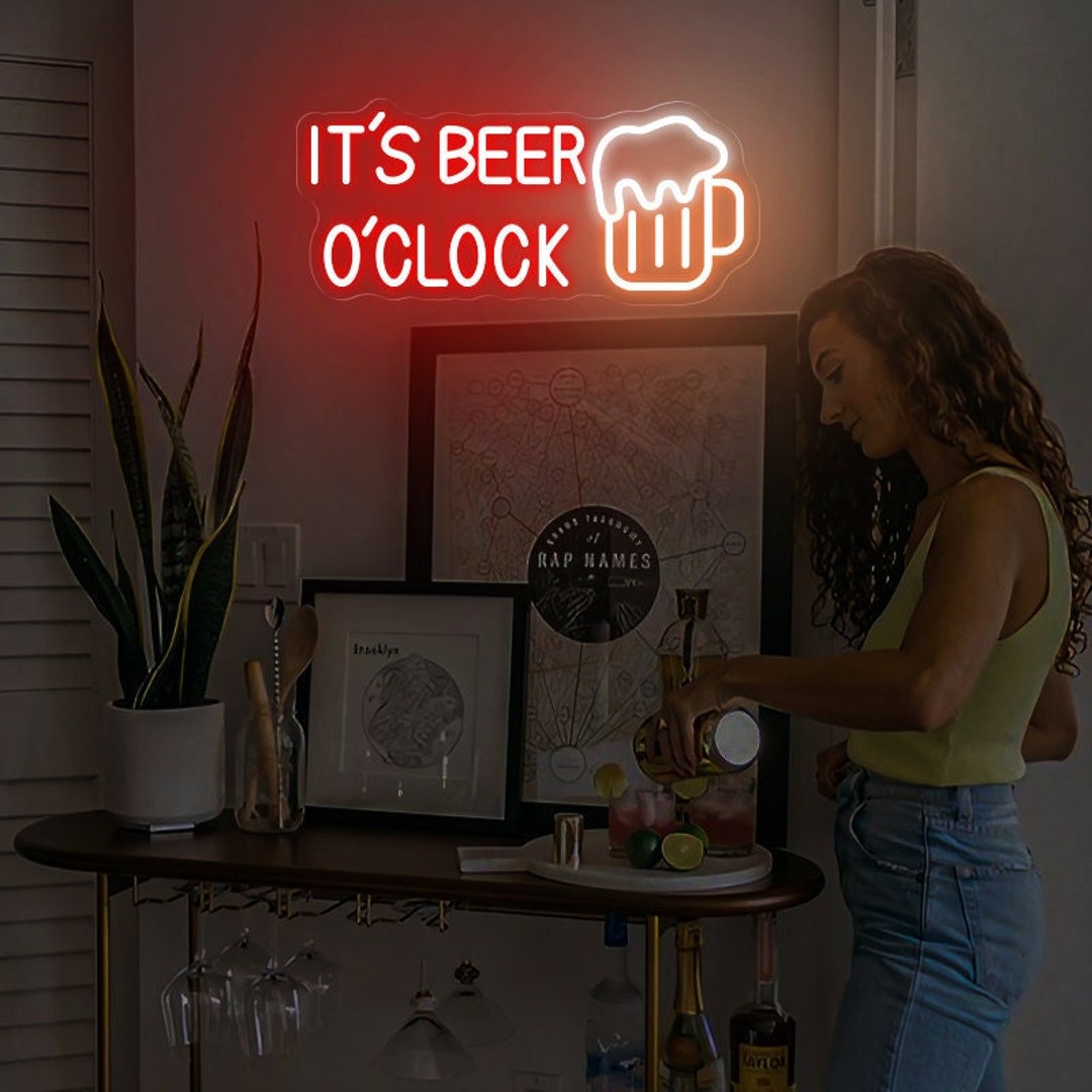 It's Beer O'clock Neon Sign,bar Neon Sign,home Bar Decor,party Neon ...