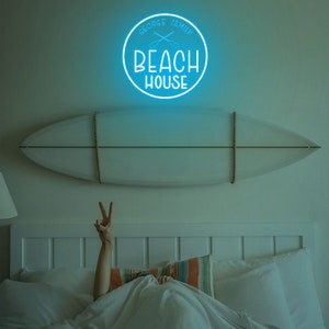 Custom Beach House Neon Sign, Personalized Beach House Wall Sign ...