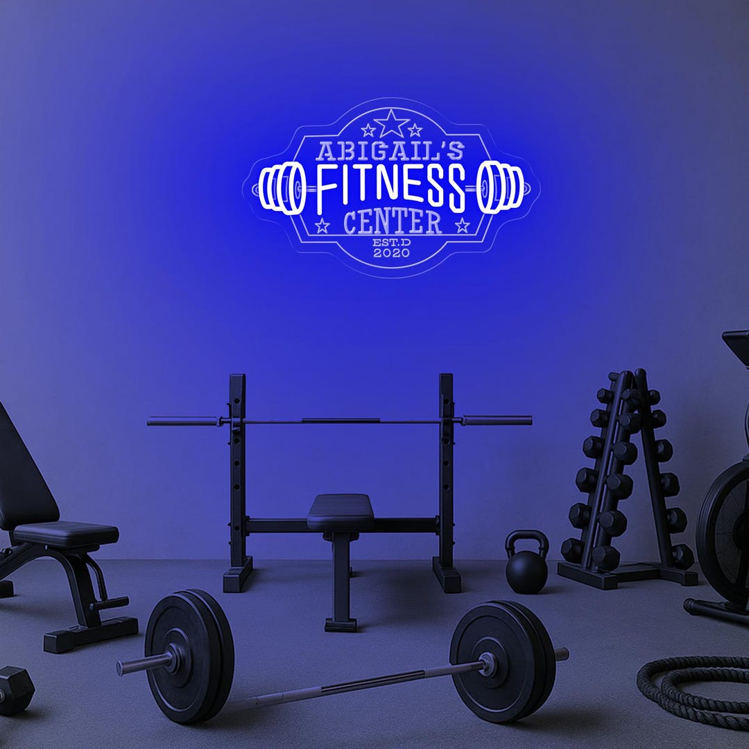 Custom Gym Neon Sign, Custom Gym Logo Sign, Personalized Home Gym Sign ...