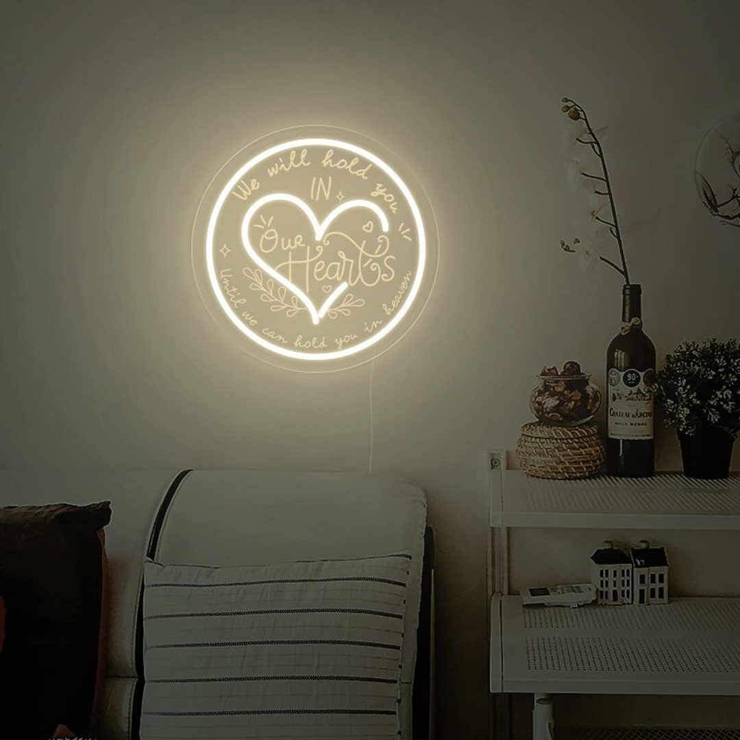 Memorial Neon Sign,in Loving Memory Decor,hold You in Heaven Decor ...