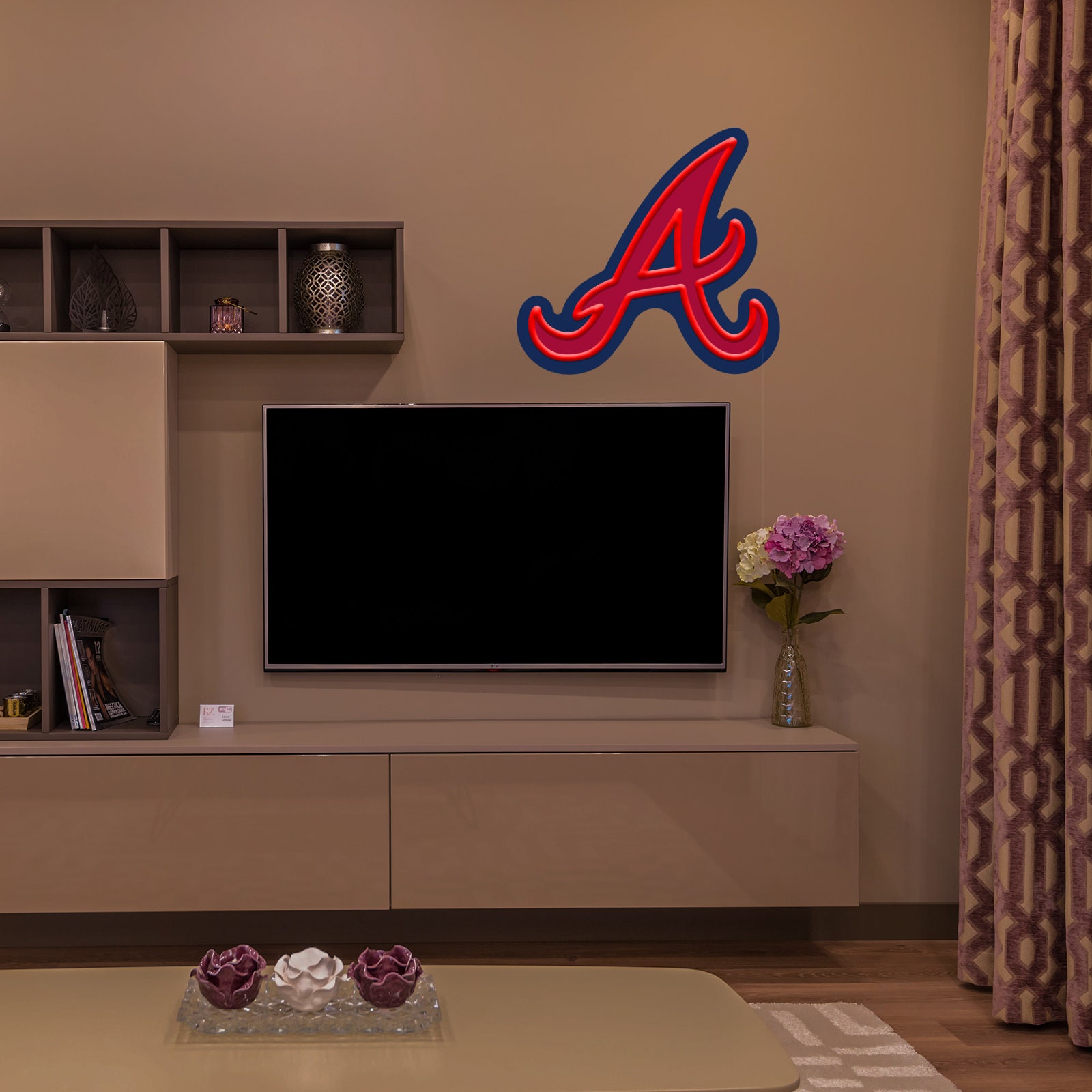 Atlanta Braves Neon Sign, Braves ATL Wall Sign, Atlanta Braves Decor ...