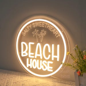 Custom Beach House Neon Sign, Personalized Beach House Wall Sign ...
