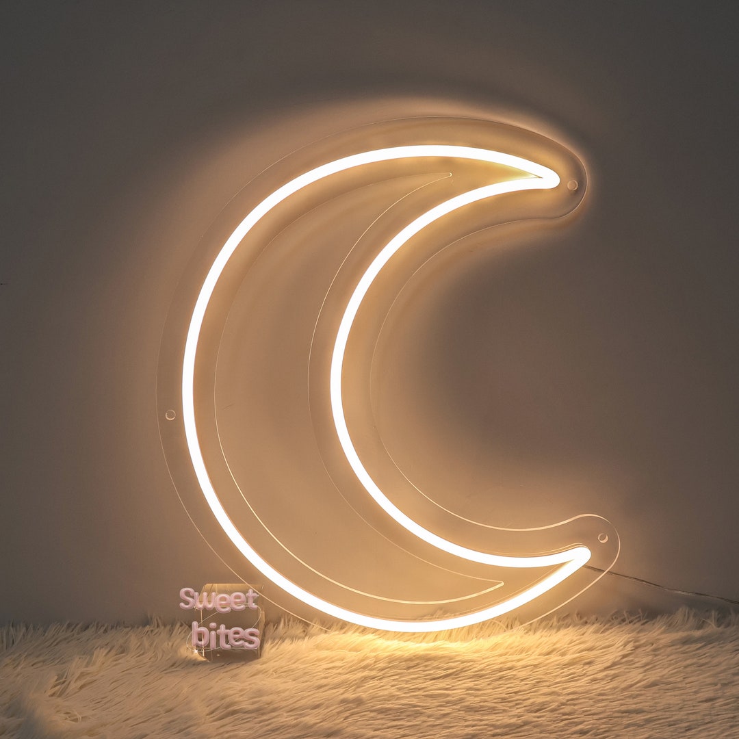 Crescent Neon Sign, Kids Room Decoration, Nursery Led Light, Luminous ...