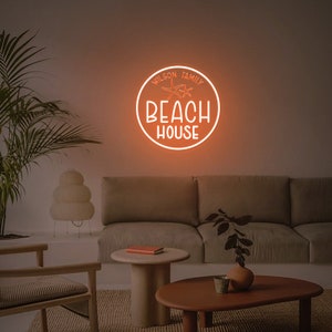 Custom Beach House Neon Sign, Personalized Beach House Wall Sign ...