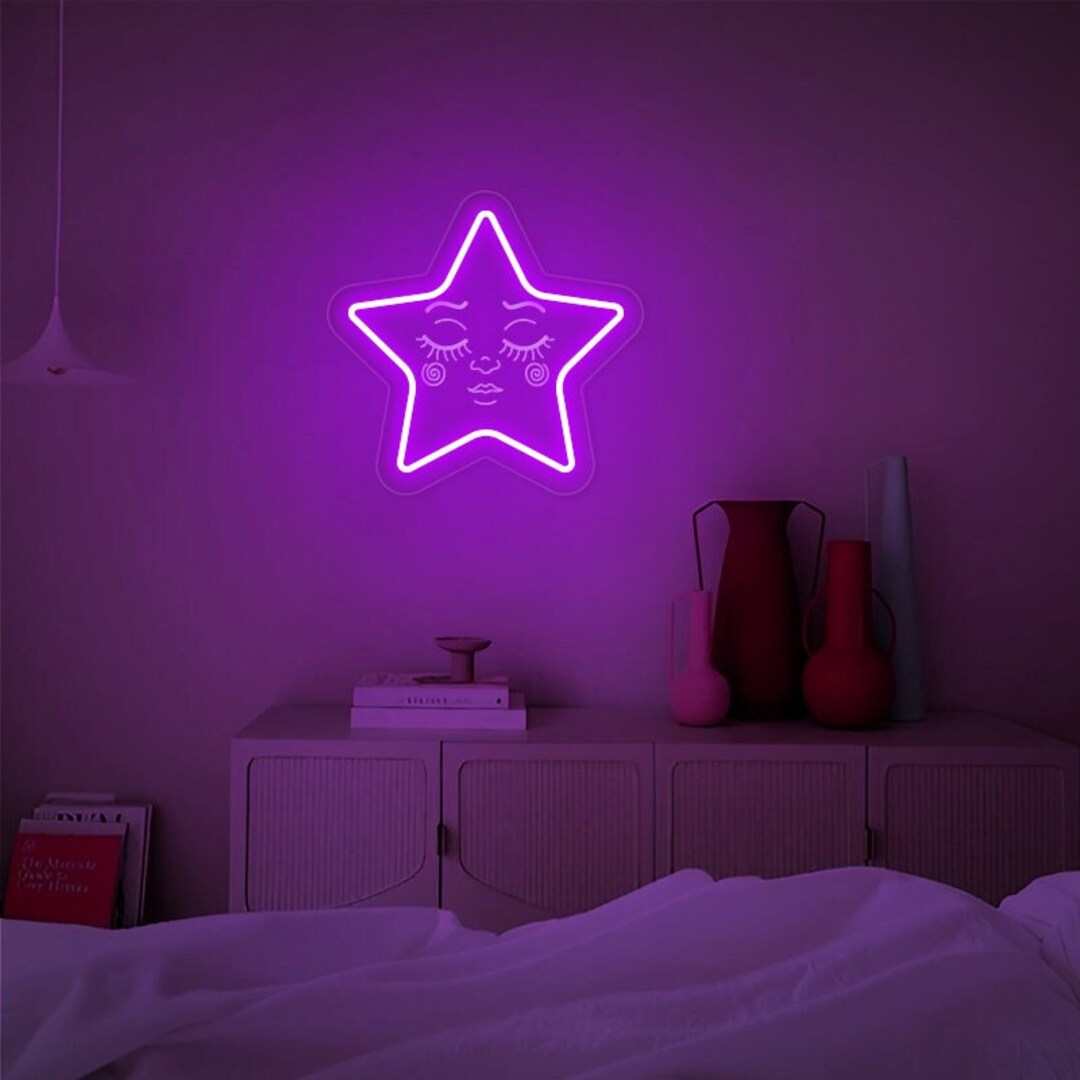 Star Neon Sign,kids Bedroom Wall Sign,sleep Star Neon Light,sparkle ...