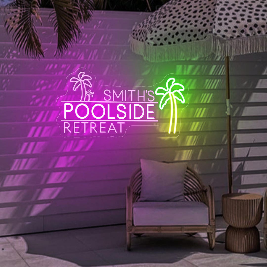 Custom Poolside Name Neon Sign,ip67 Outdoor Waterproof Poolside Bar ...