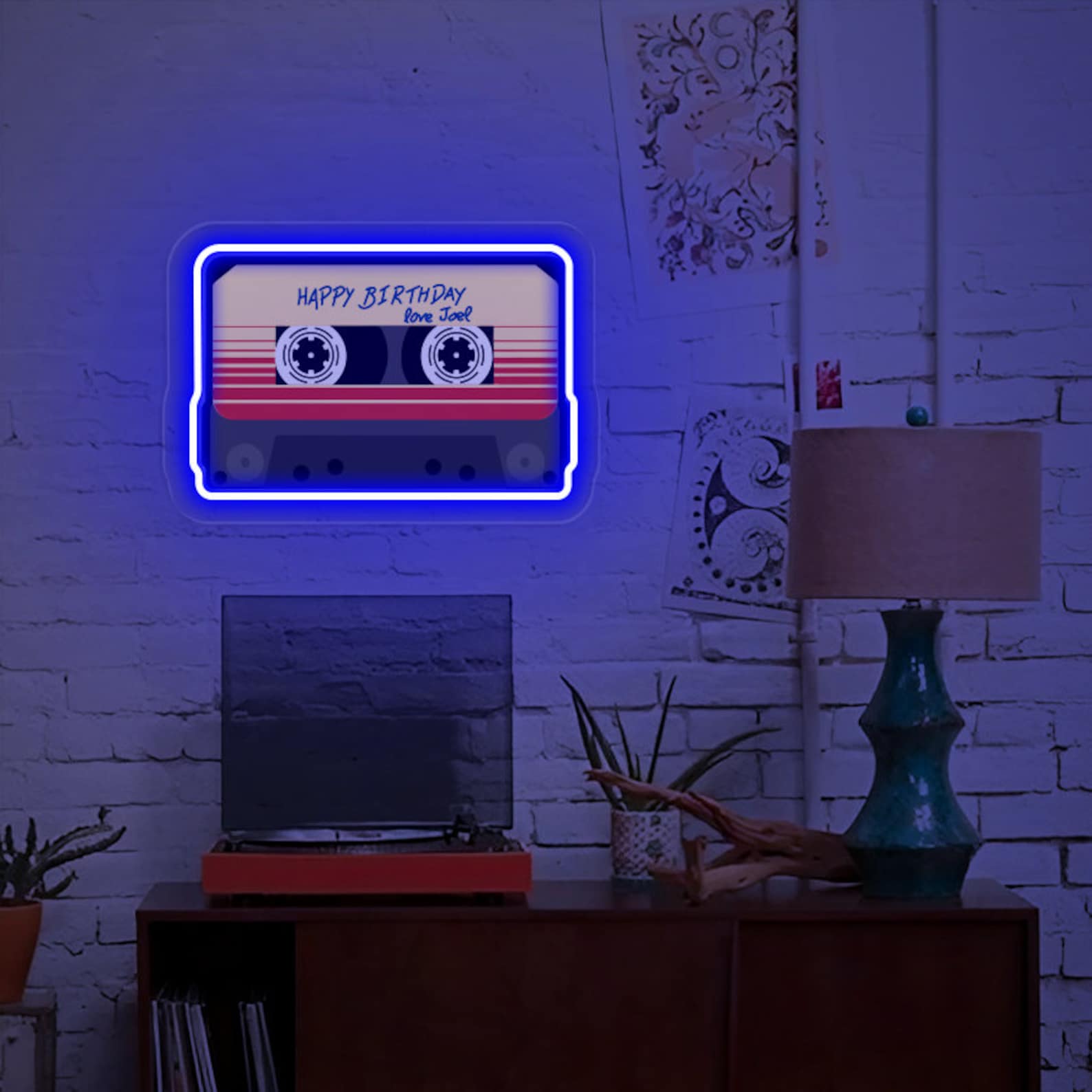 Custom Cassette Tapes Neon Sign, Personalized Mixtapes Decor, 80s 90s ...