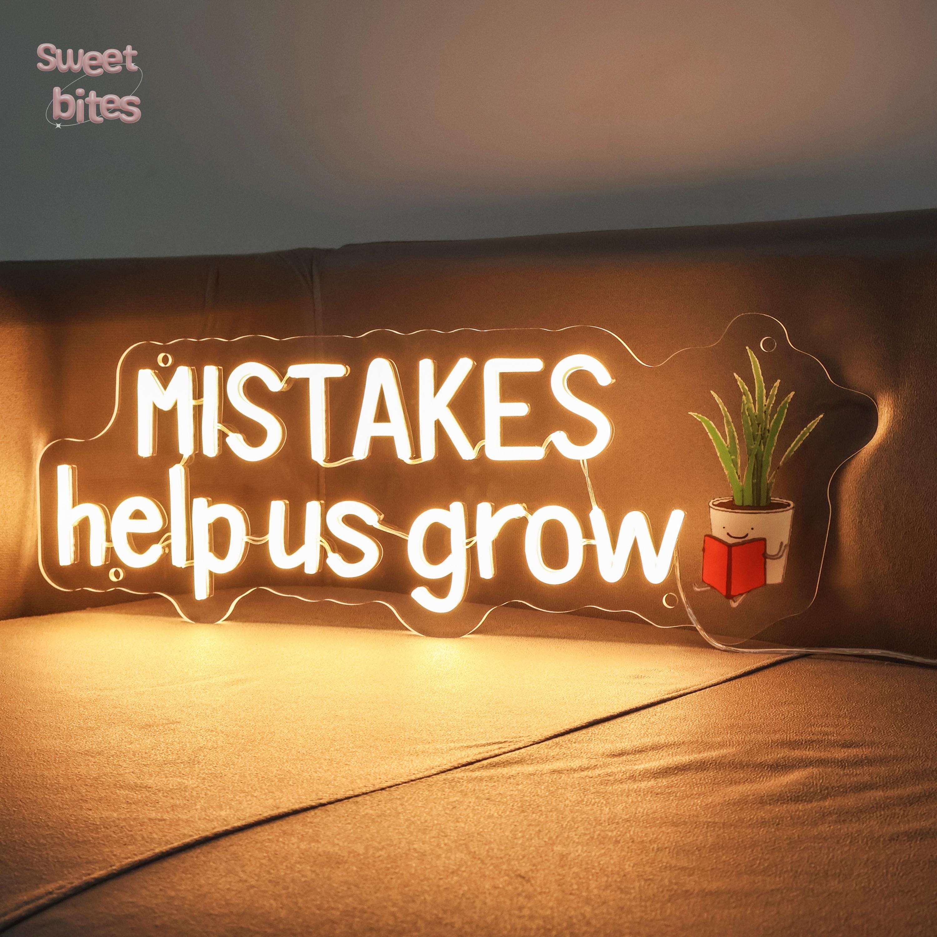 Mistakes Help Us Grow Neon Sign: Classroom Positive Affirmation Decor ...