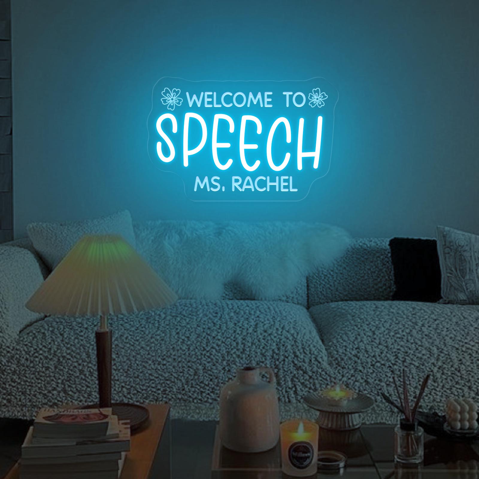 Welcome to Speech Neon Sign, Personalized Speech Classroom Wall Decor ...