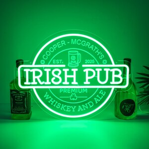 Custom Irish Pub Neon Sign, Personalized Whiskey Irish Bar Neon, Pub ...