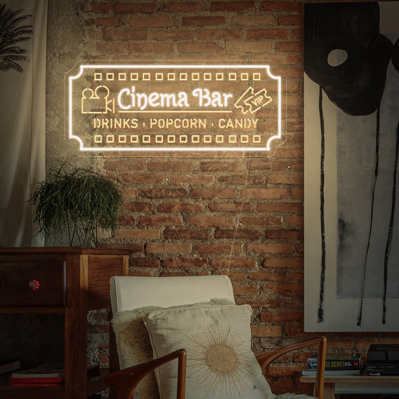 Cinema Bar Neon Sign, Home Theater Sign, Custom Cinema Sign, Home ...