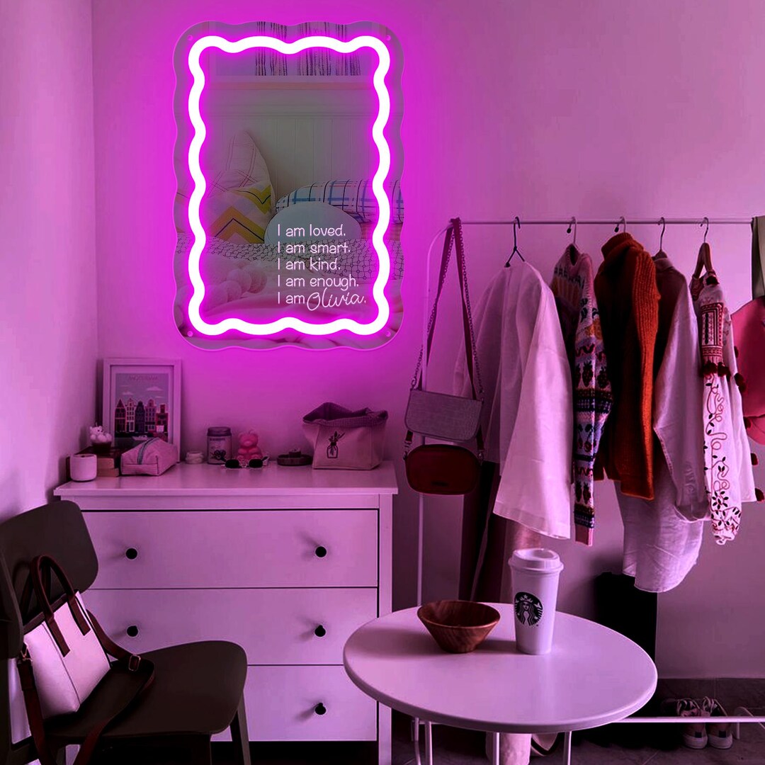 Custom Mirror Affirmation Neon Sign, Motivational Gift for Her, Girly ...