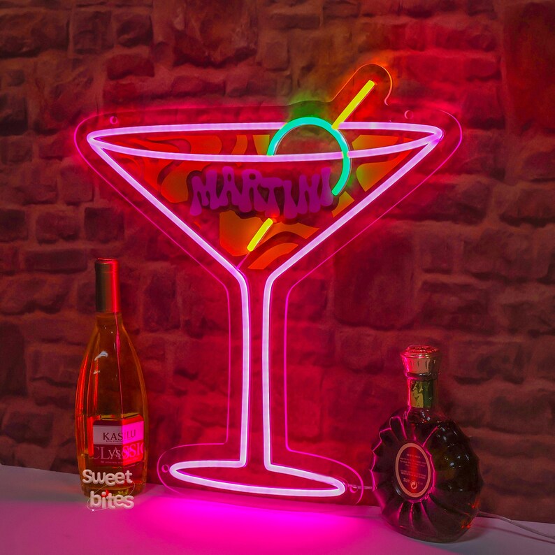 Cocktail Neon Sign,bar Neon Sign,margarita Decor,martini Decor,home Bar ...