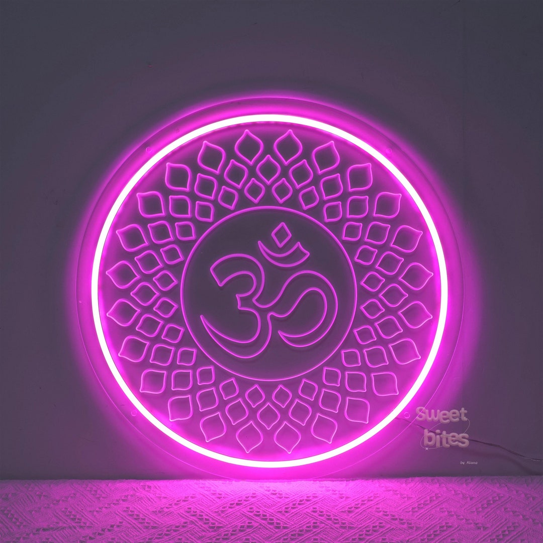 Om Buddha Neon Sign,meditation Light Decor,yoga Wall Decor,mandala Wall ...