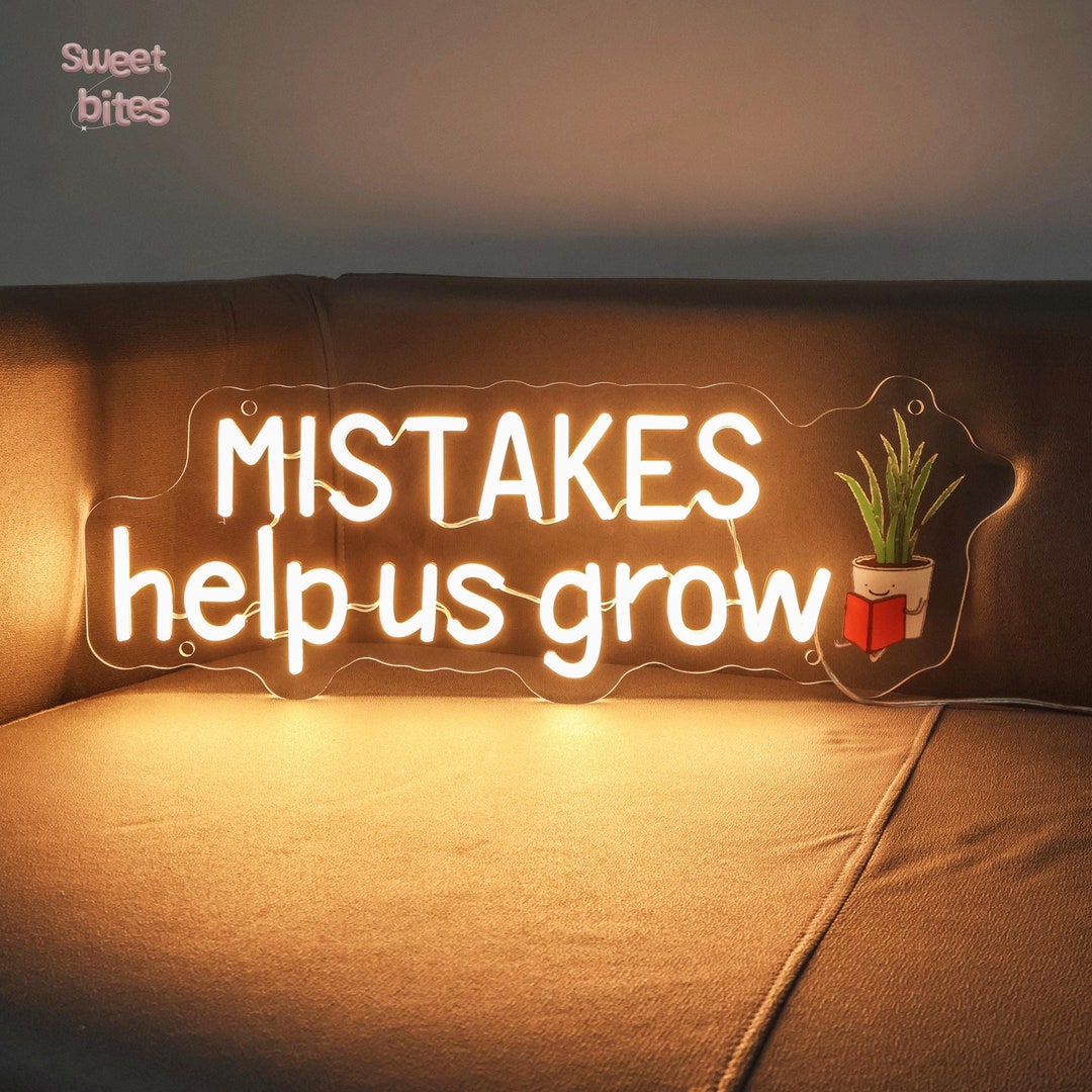 Mistakes Help Us Grow Neon Sign: Classroom Positive Affirmation Decor ...