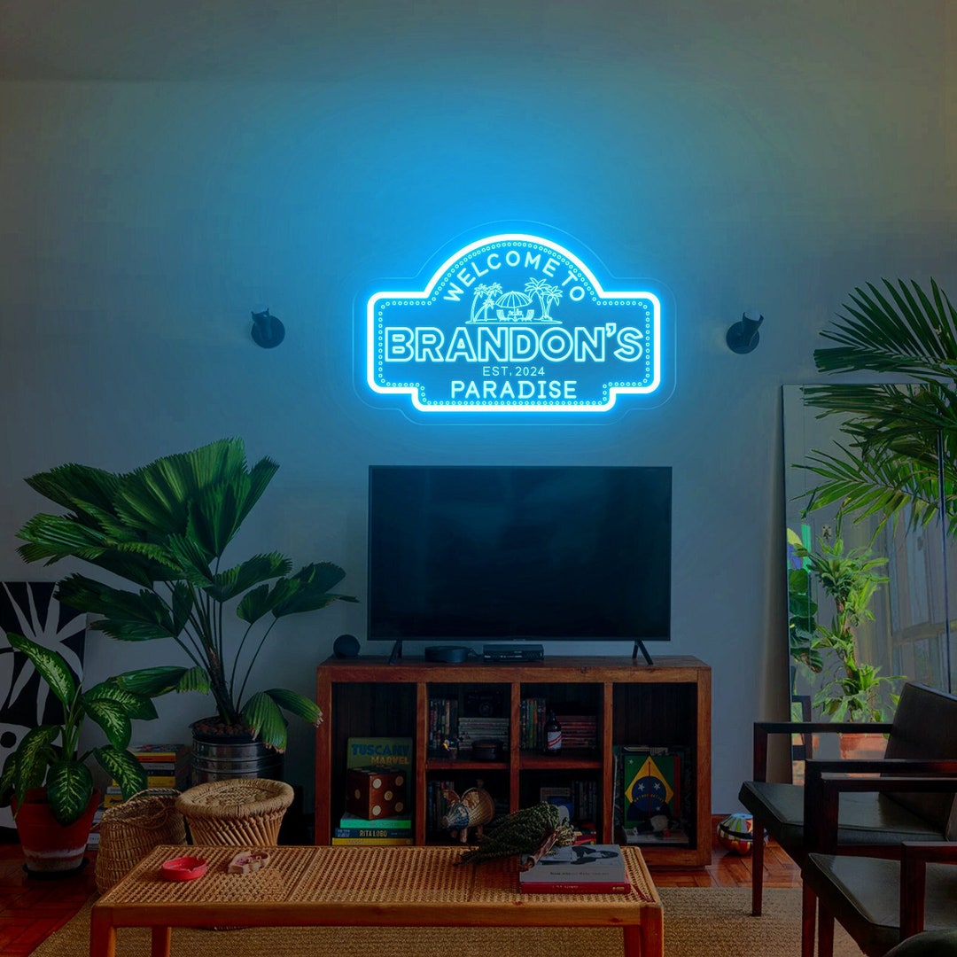Custom Paradise Name Neon Sign, Home Bar Sign, Outdoor Neon Sign, Pool ...
