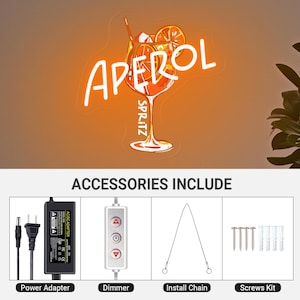 Aperol Spritz Cocktail Neon Sign, Cocktail Aperol Room Wall Decor ...