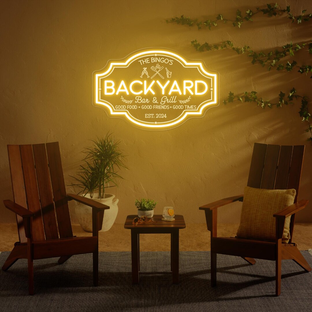 Custom Backyard Neon Sign,personalized Backyard Led,backyard Deor,bar ...