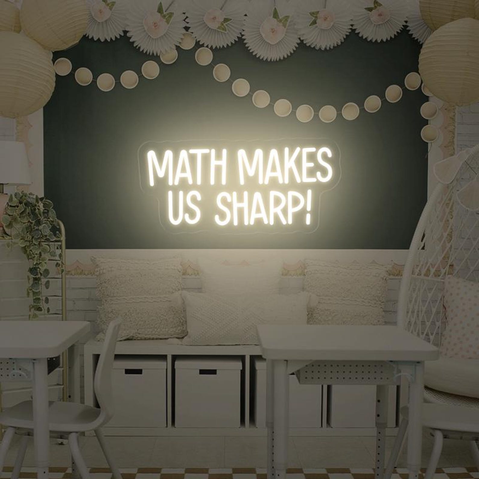 Math Makes Us Sharp Neon Sign: Classroom Decor - Etsy
