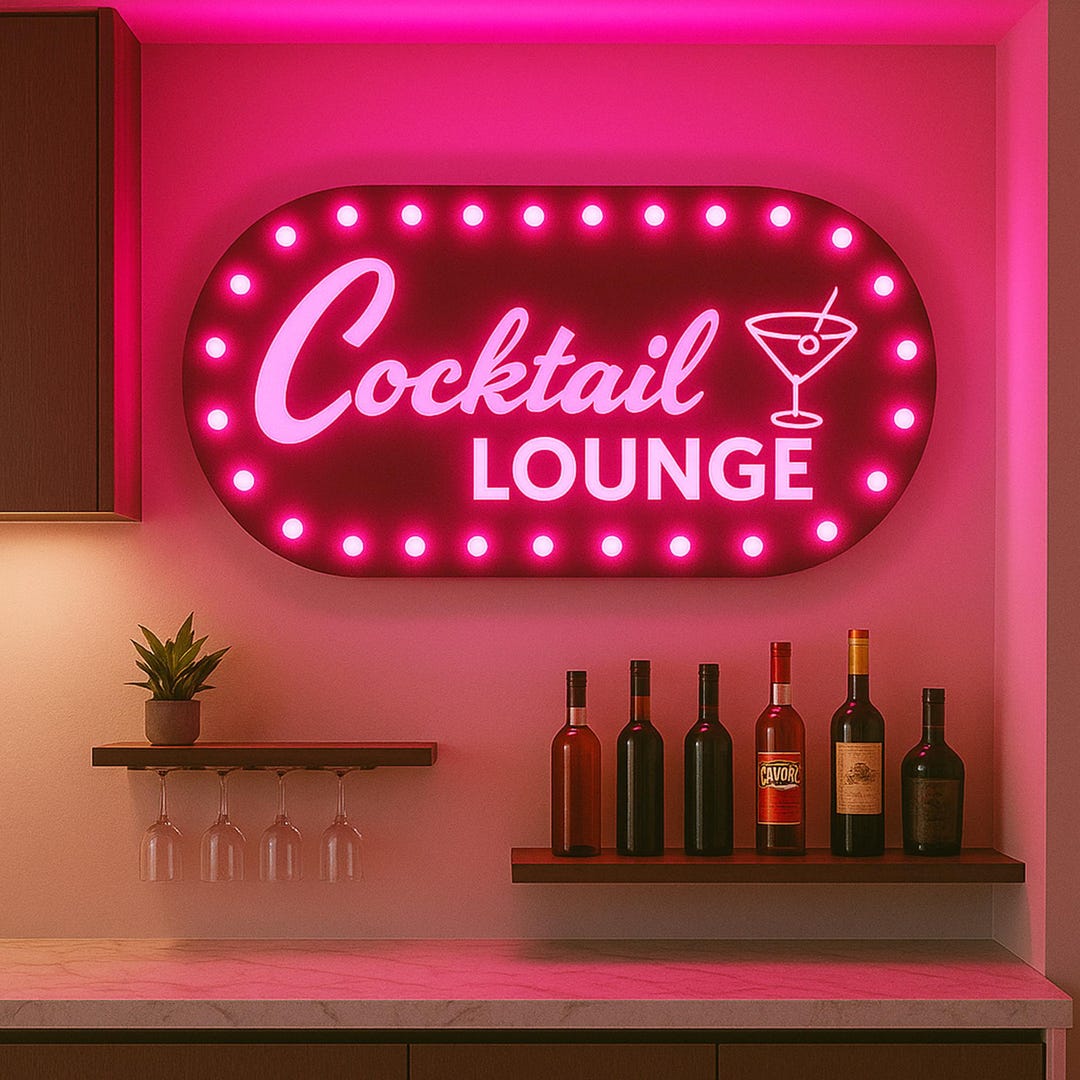 Cocktail Marquee Sign,retro Cocktail Light up Sign,marquee SIGN Acrylic ...