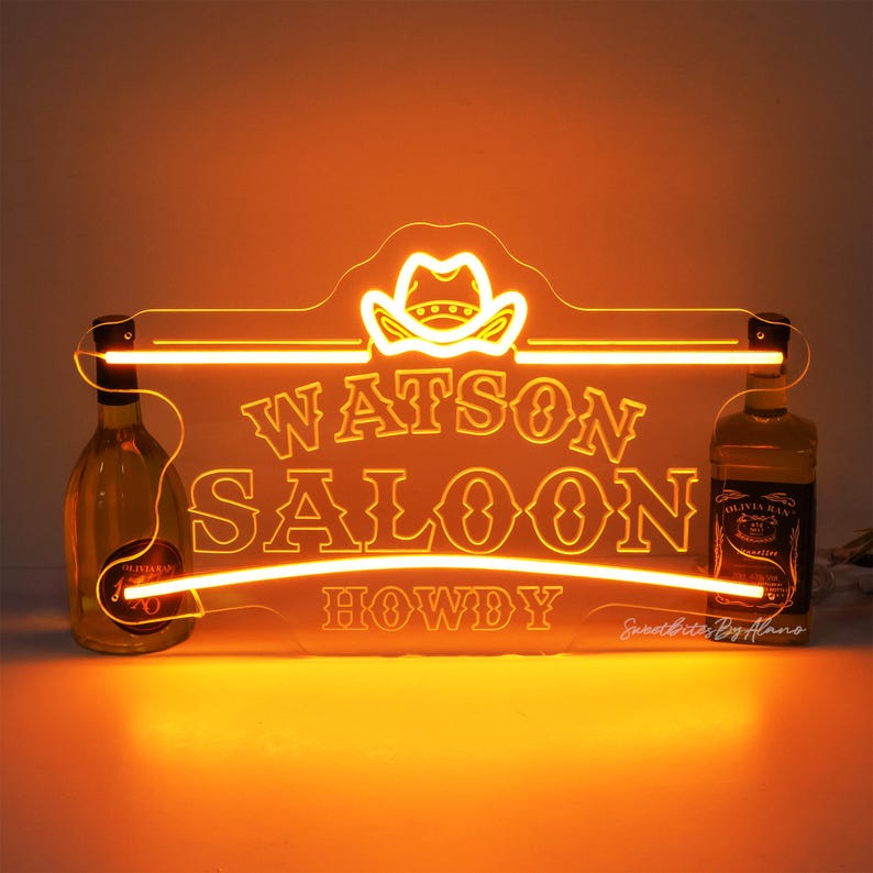 Custom Saloon Bar Neon Sign, Personalized Western Decor, Christmas Gift ...