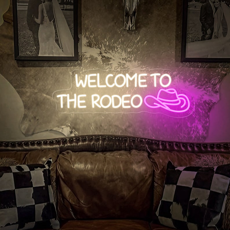 Custom Cowgirl Neon Sign, Welcome to the Rodeo Neon Sign, Western Wall ...