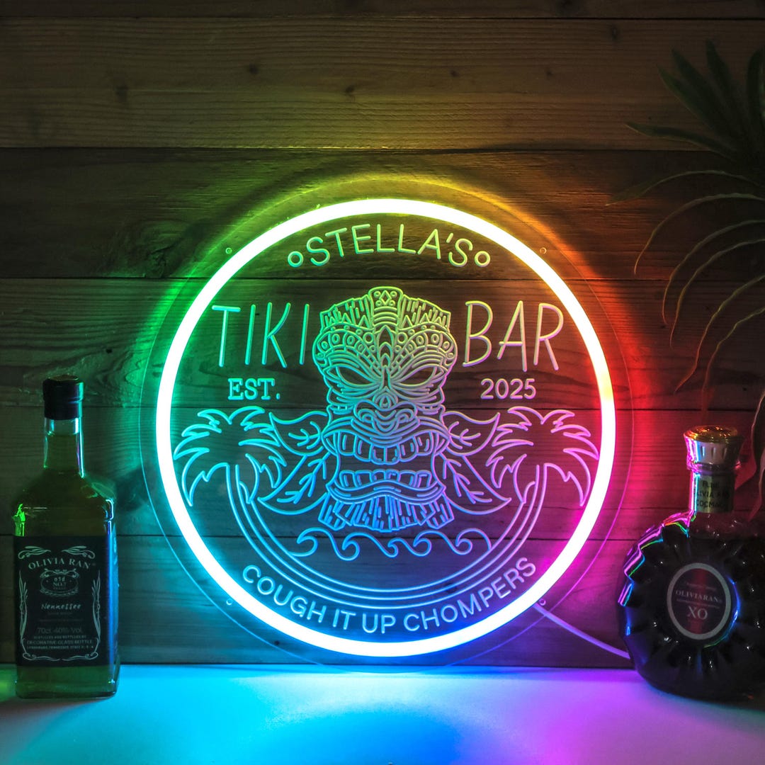 Custom Tiki Bar Neon Sign, Multi Color Tiki Bar Sign,rainbow Neon Sign ...