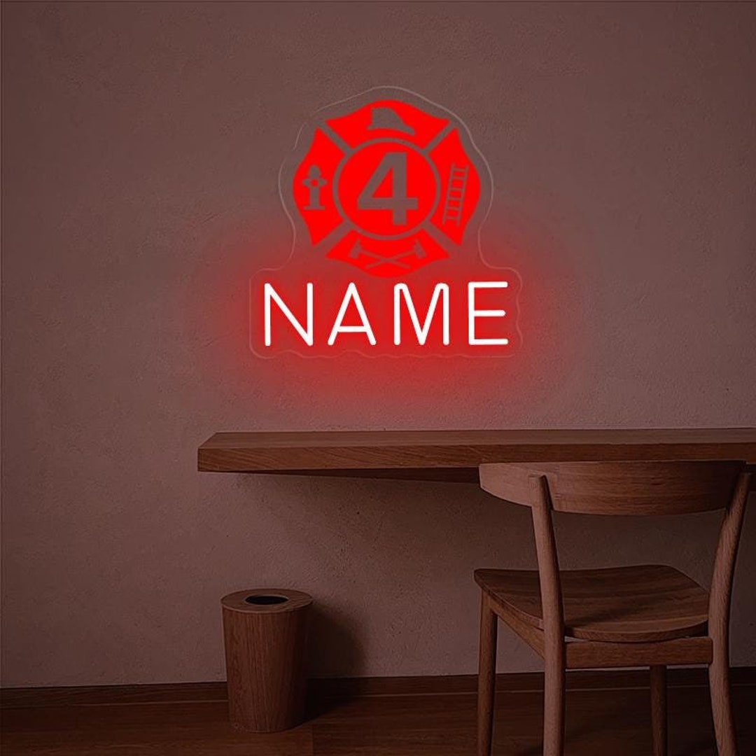 Custom Name Fire Department Neon Sign, Gift for Fireman, Future Fireman ...