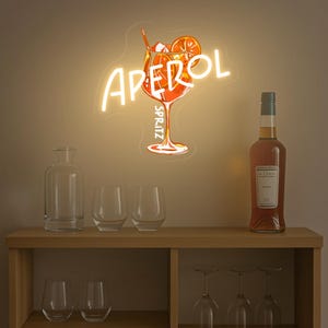 Aperol Spritz Cocktail Neon Sign, Cocktail Aperol Room Wall Decor ...