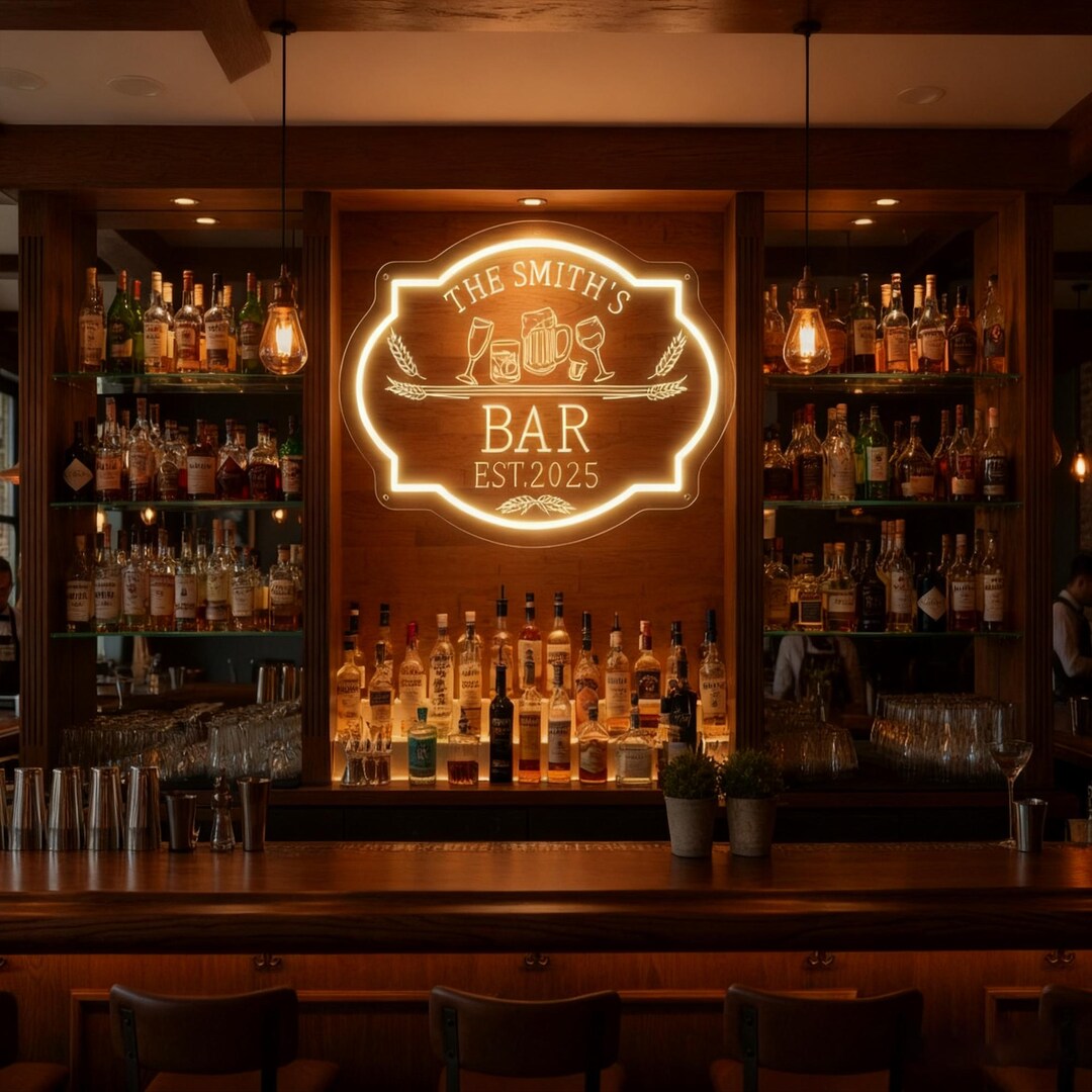 Custom Bar LED Neon Sign, Personalized Home Bar Decor, Personalised ...