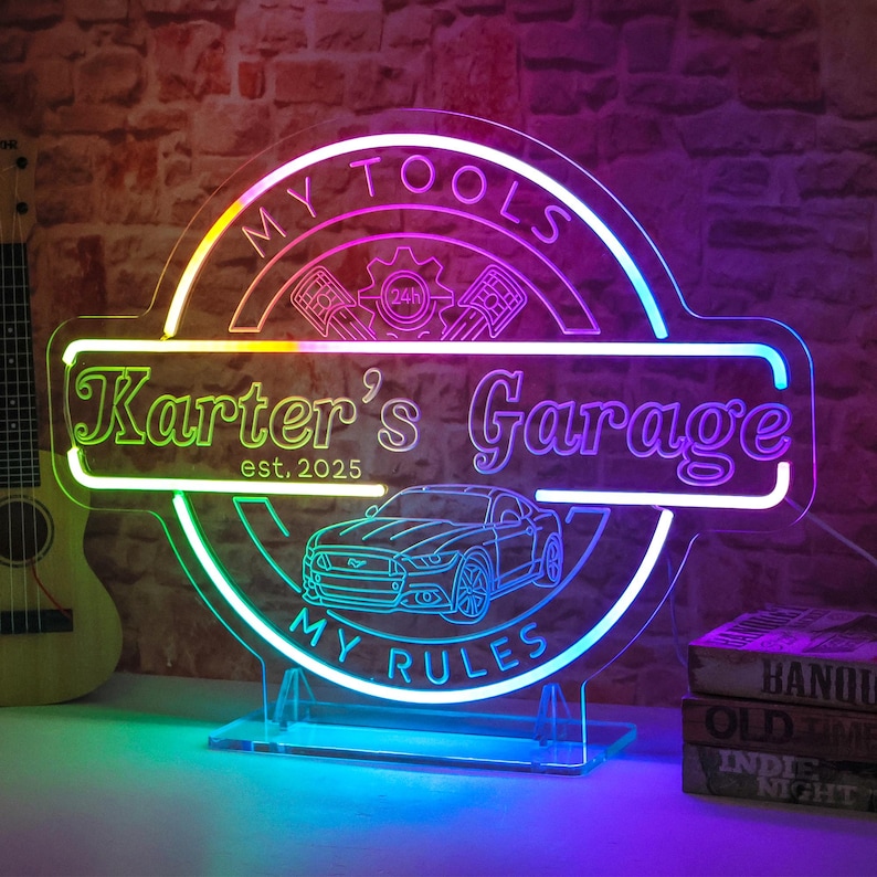 Custom Garage Neon Sign, Multi Color Garge Sign,rainbow Neon Sign, Man ...